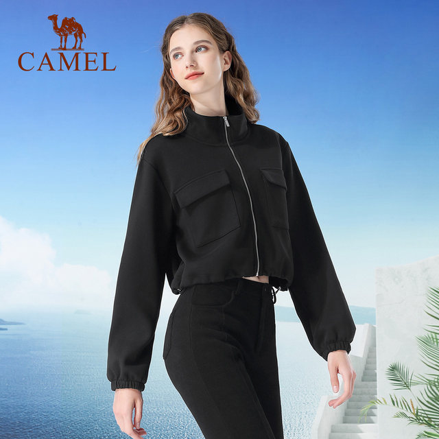 Camel Short Women's Jacket 2024 Autumn New Stand Collar Windproof ...