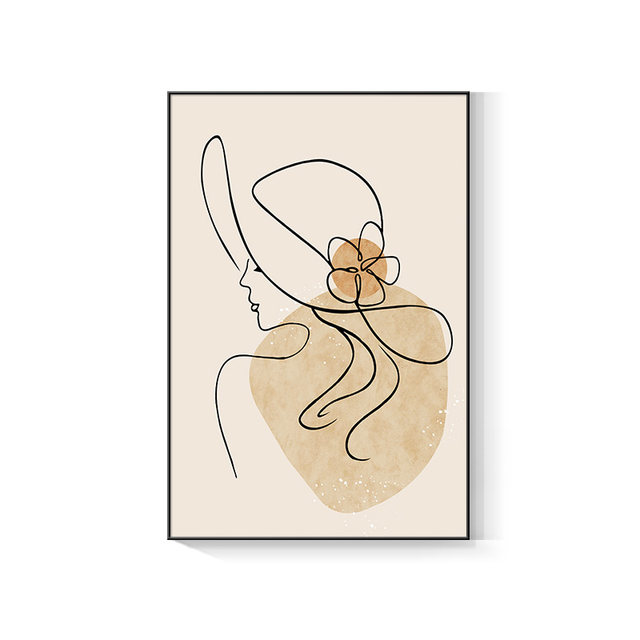 Wabi-sabi style abstract character lines living room decoration ...