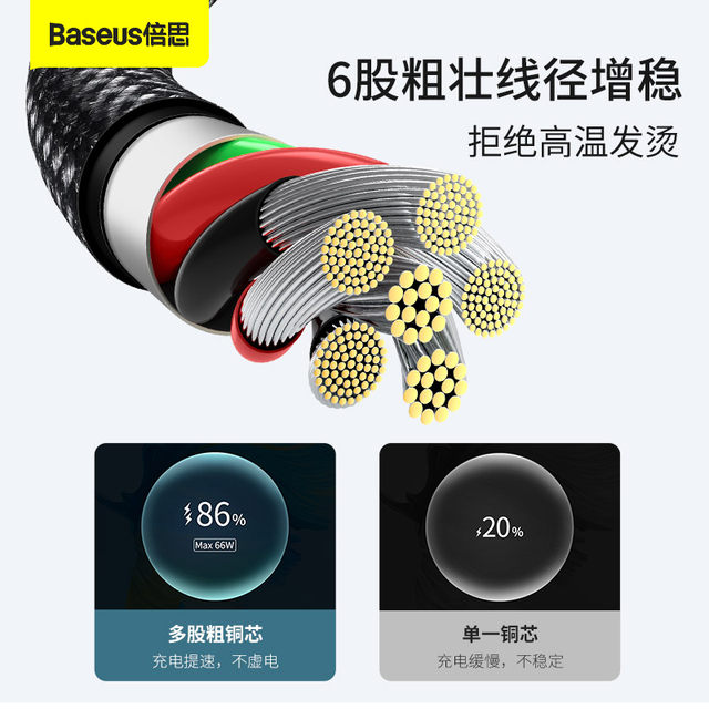 Baseus type-c data cable 6A suitable for Huawei Honor Xiaomi tpc charging cable 40w red 5A ...