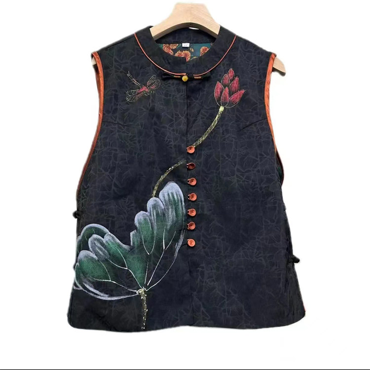 Chinese style Chinese style modified front and back vests Tang suit ...