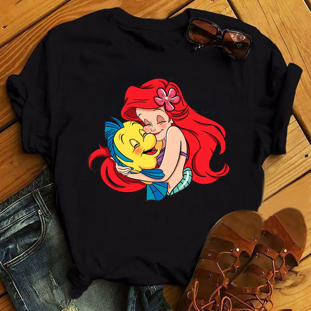 Mermaids Princess Tshirt Cartoon Mermaid Princess T-shirt Women's ...