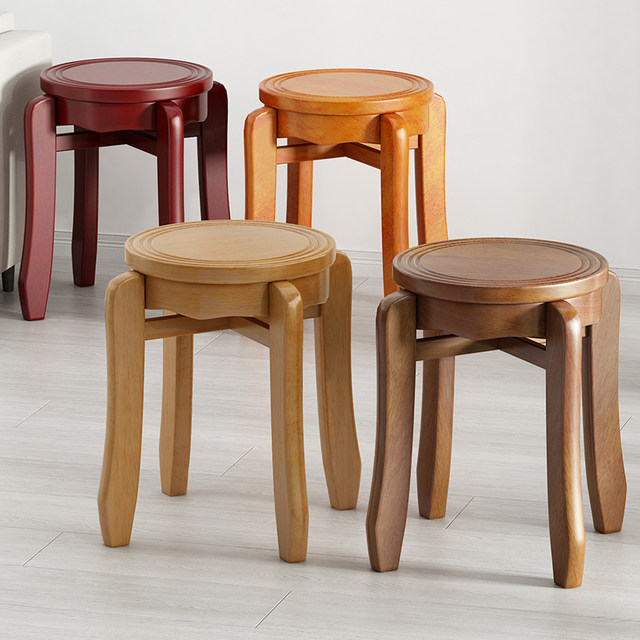 Antique solid wood circular stools, stools, shoe stools stack retro ...