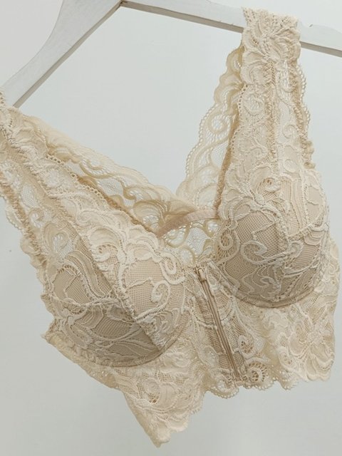 Beautiful Korean front zipper, traceless, beautiful back, no wire bra ...