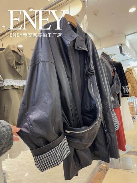 Matte delicate leather ~ slack dressing blogger style plaid mid-length ...