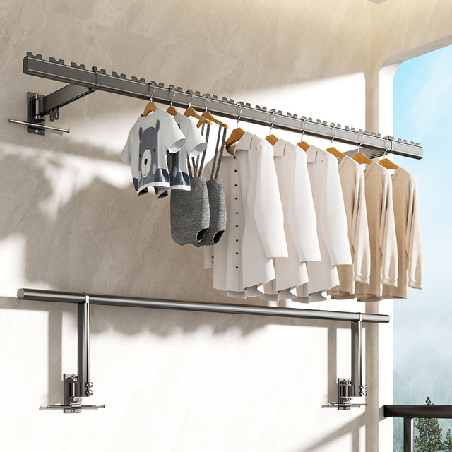 Side-mounted clothes drying rack, wall-mounted clothes drying rod ...