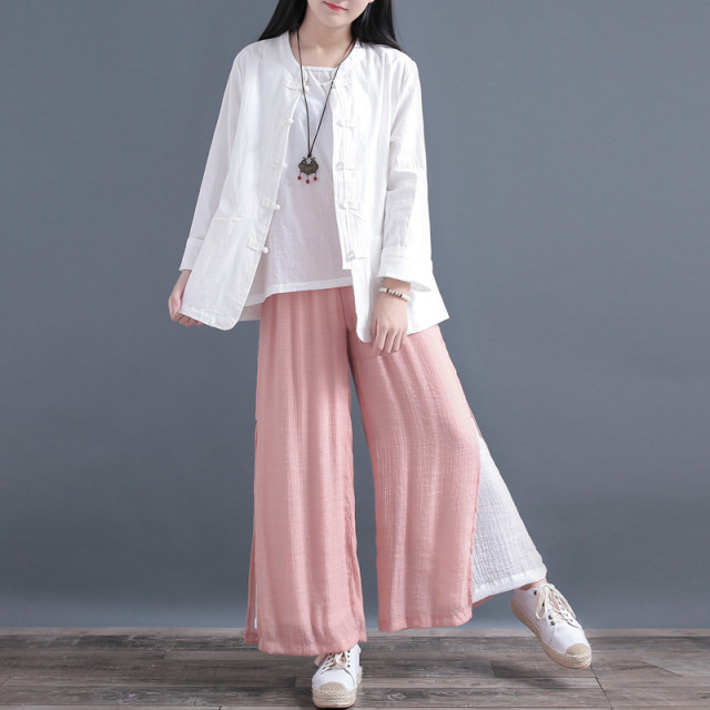 Literary Fan Chinese style spring cotton and linen lingering shirt ...