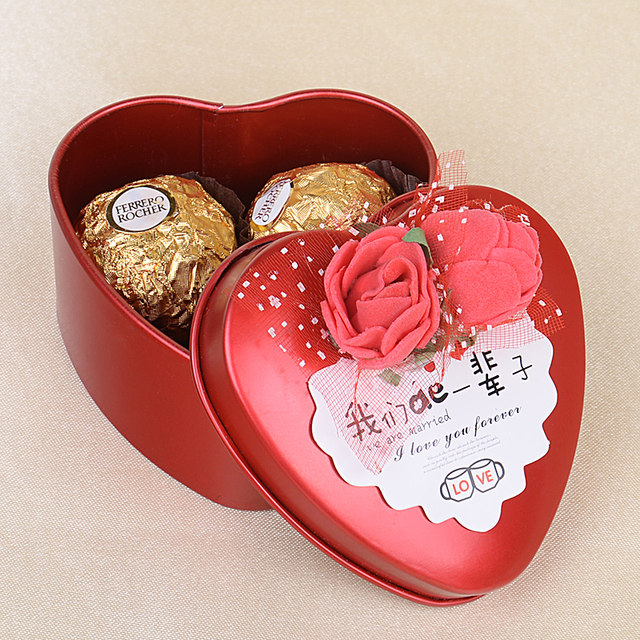 Ferrero heart-shaped tinplate candy box chocolate gift box with 2 ...