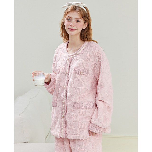 Fenton Women's Pajamas Autumn and Winter Coral Fleece Set Plus Velvet ...