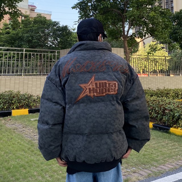 scs xiangwen american style thickened stand collar down embroidered ...