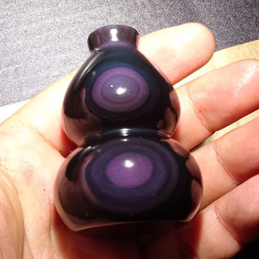 Natural obsidian gourd ornaments handle rainbow eye blue purple green 8 ...