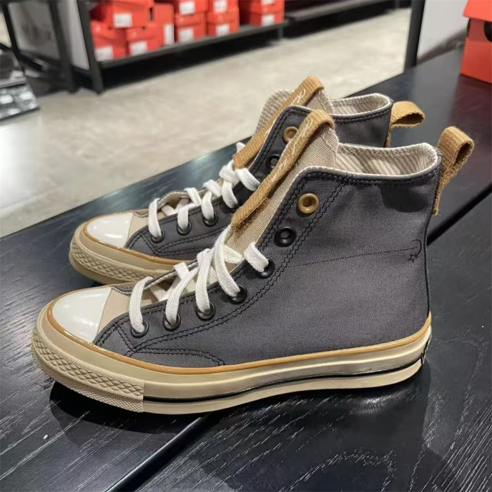 Genuine Converse 1970s retro folding color LOGO caramel brown gray high ...