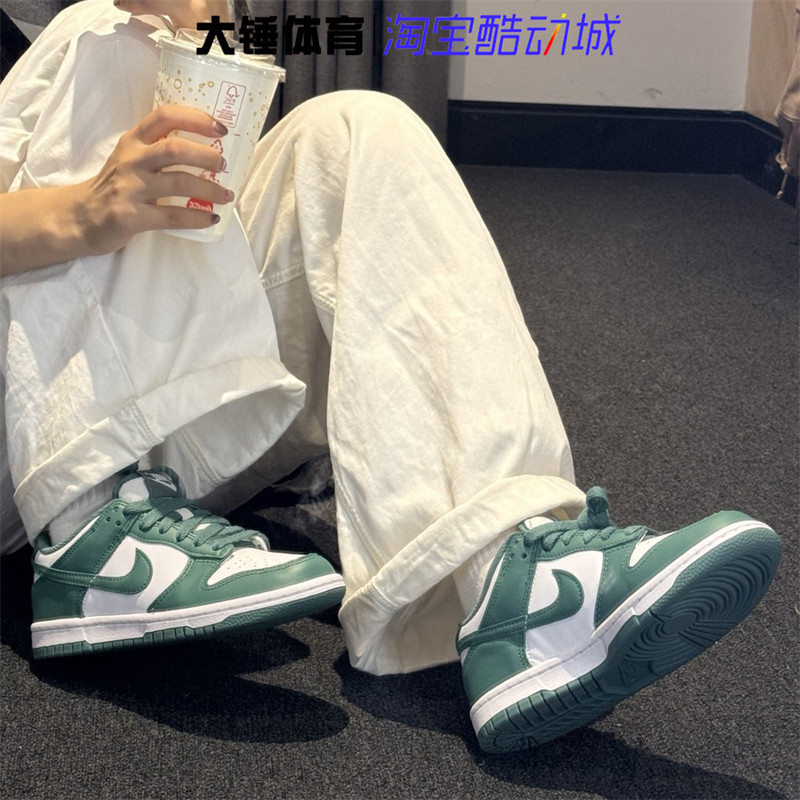 Nike/Nike Dunk Low Green and White Women's Low-top Retro Casual Sports ...