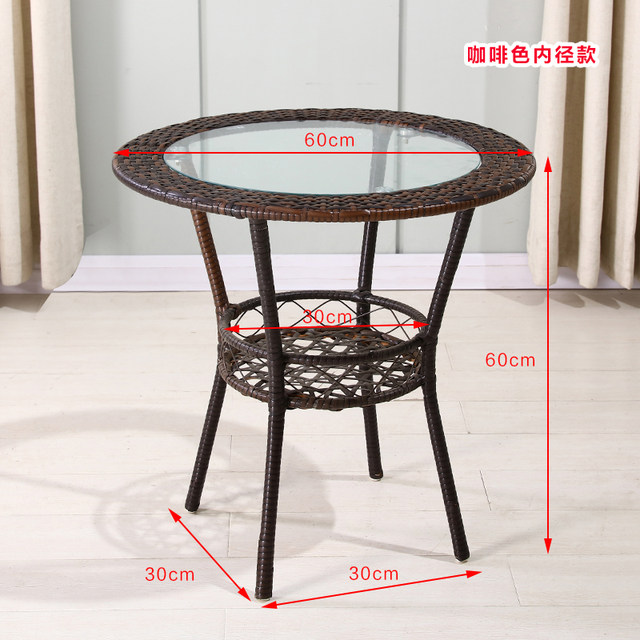 Balcony small coffee table rattan round table modern simple round table ...