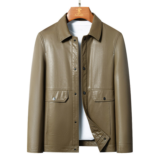 Genuine leather jacket men's jacket short lapel basic popular sheepskin ...