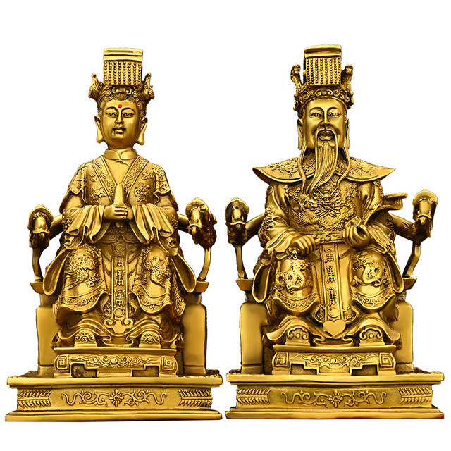 Bronze Jade Emperor Mother God Statue Tianzun Jade Emperor Queen Mother ...