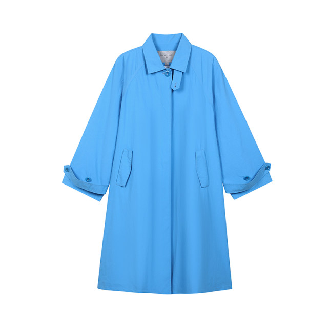 ItoshIroshI custom-dyed bile blue stand-up collar two-wear A-line ...