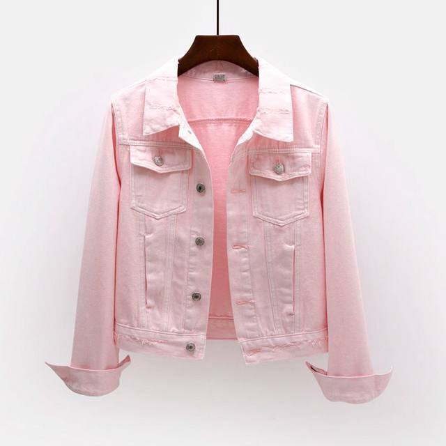 Color denim jacket women's short spring clothes new Korean version of ...