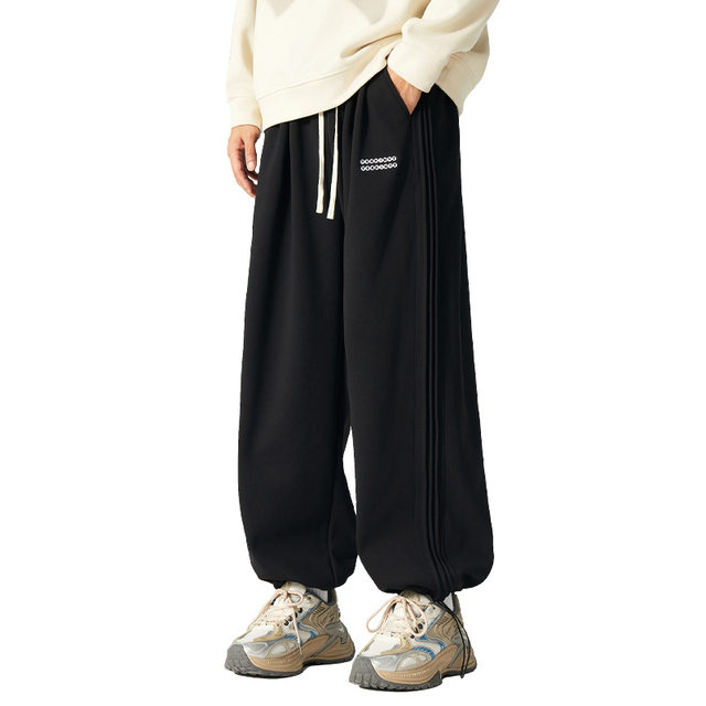 300 large size plus velvet pants men's straight drawstring casual pants ...