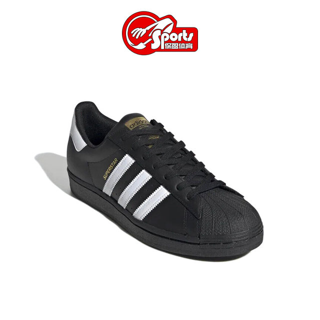 Adidas clover Superstar men's and women's black shell toe sneakers ...