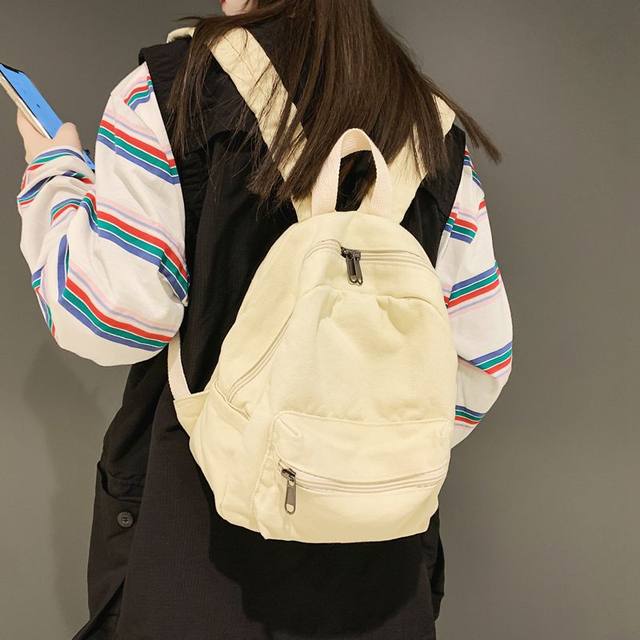Canvas small backpack for men and women, casual and versatile Japanese ...