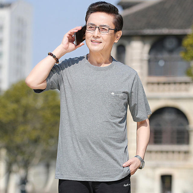 Men's round neck pure cotton short -sleeved T -shirt small in the ...