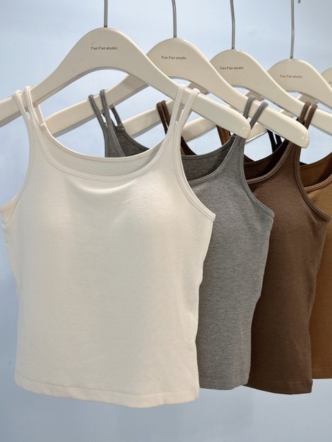 Autumn and winter double shoulder strap cashmere brushed thermal vest ...