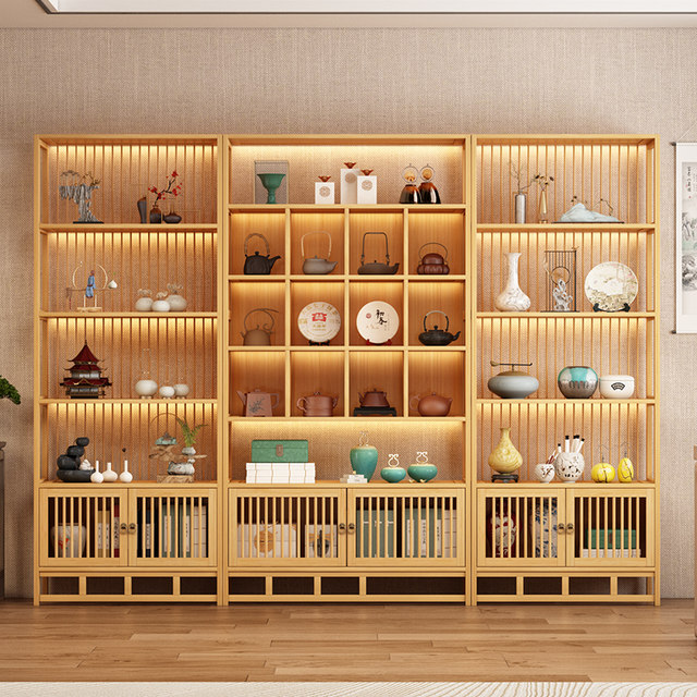 New Chinese style solid wood Bogu rack tea set rack Duobao cabinet tea ...