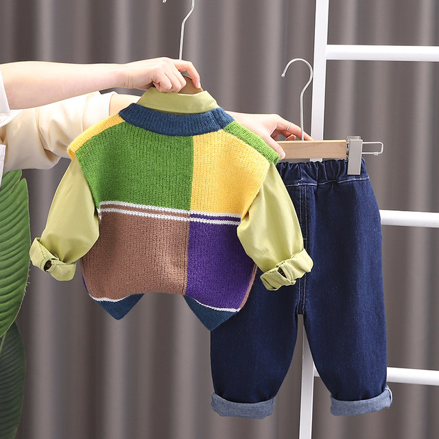 Boys sweater three-piece suit handsome fashionable children's clothes ...