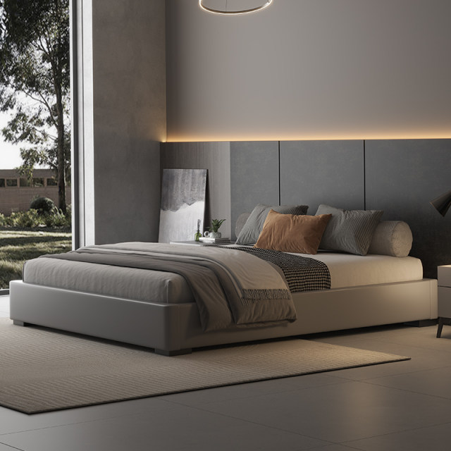 Italian light luxury minimalizer without bedside master bed bedroom bed ...