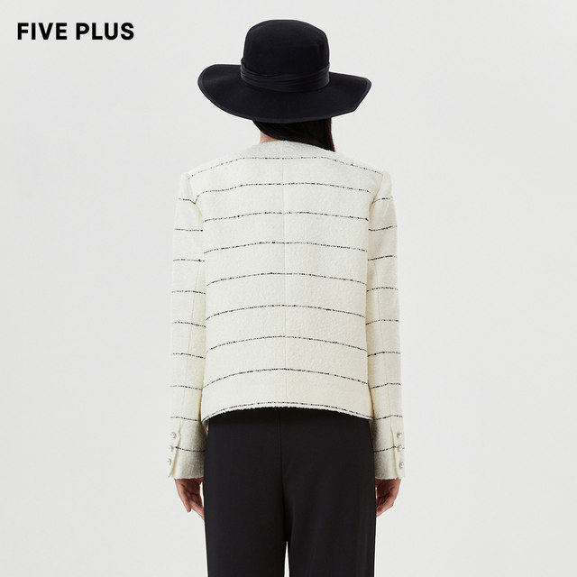 Women's Autumn French Style Jacket Women's Striped Duck Down Sandwich ...