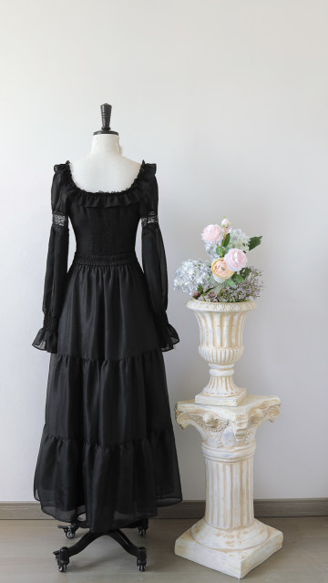 Black Jasmine and Sweet Wine Yatsuo French Retro Lace Two Wearing Long ...