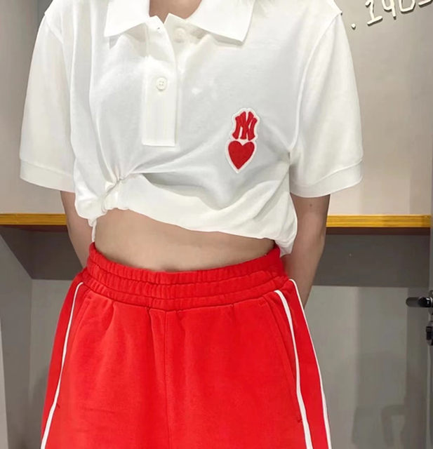 Korean trendy brand MLB counter authentic 23 new love embroidered Polo ...