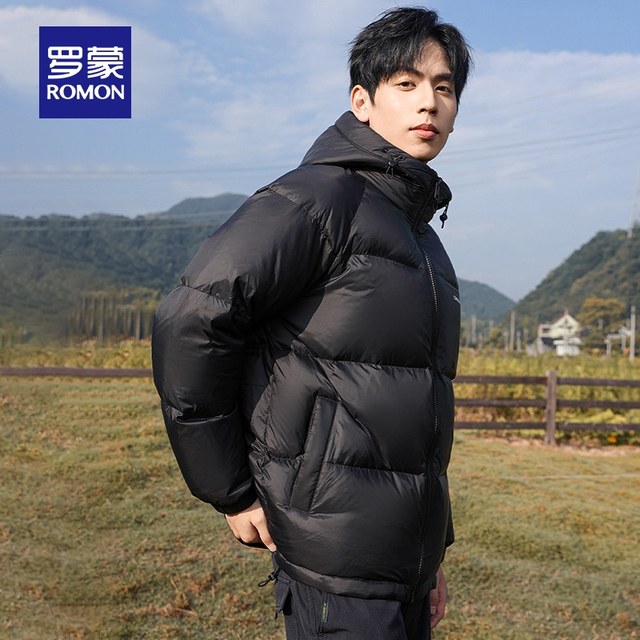 Romon Men's Hooded Down Jacket Winter Short Jacket Thickened Warm Bread ...