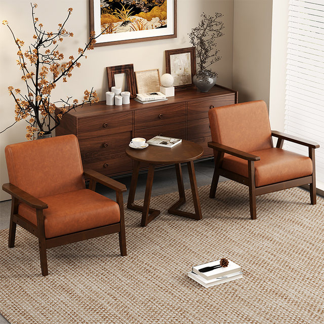 Solid wood single seat sofa chair balcony bedroom leisure chair ...