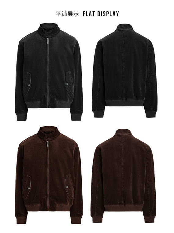 LuxuryLane Men's Classic Corduroy Harrington Jacket