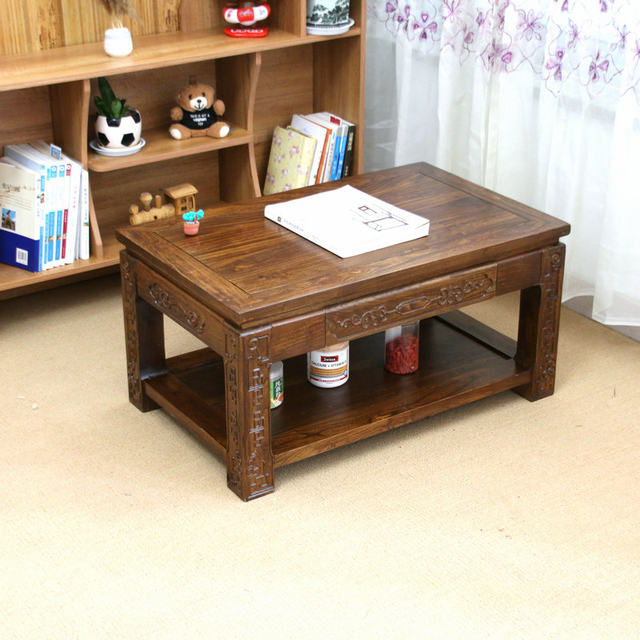 Antique tatami coffee table solid wood bay window table Kang table old ...