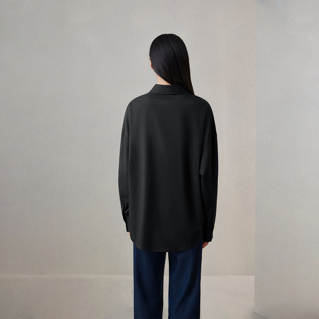 HLA/Heilan House mulberry silk long-sleeved white shirt 2024 spring and ...