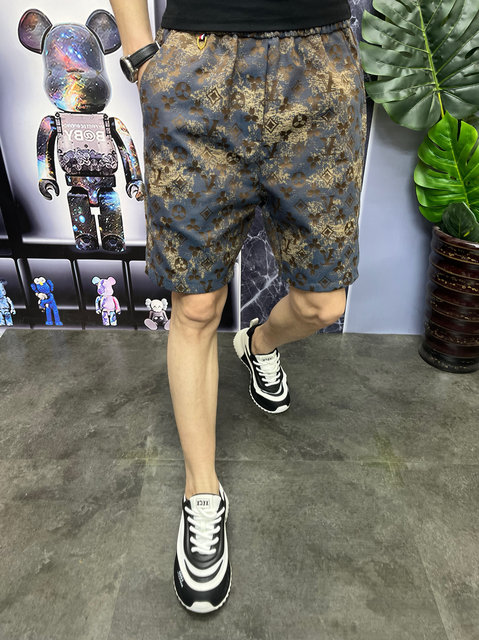 New summer shorts men's steel stamp casual beach pants trendy handsome ...