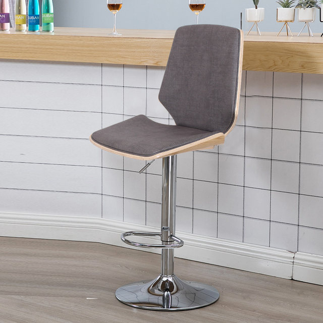 Nordic light luxury bar chair, home bar, chair lift solid wood back ...
