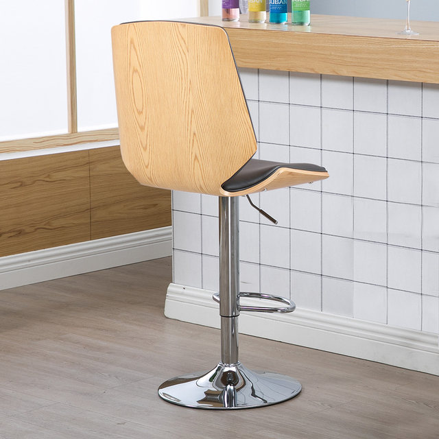 Nordic light luxury bar chair, home bar, chair lift solid wood back ...