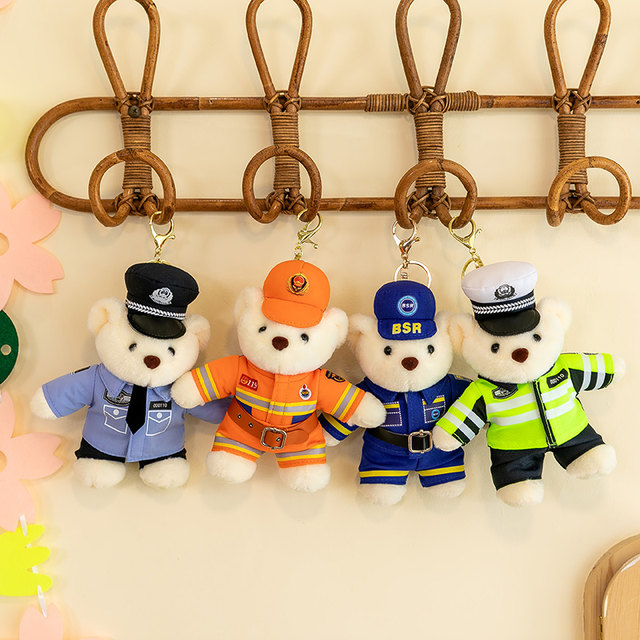 Douyin New Police Traffic Police Blue Sky Rescue Fire Police Bear Plush ...
