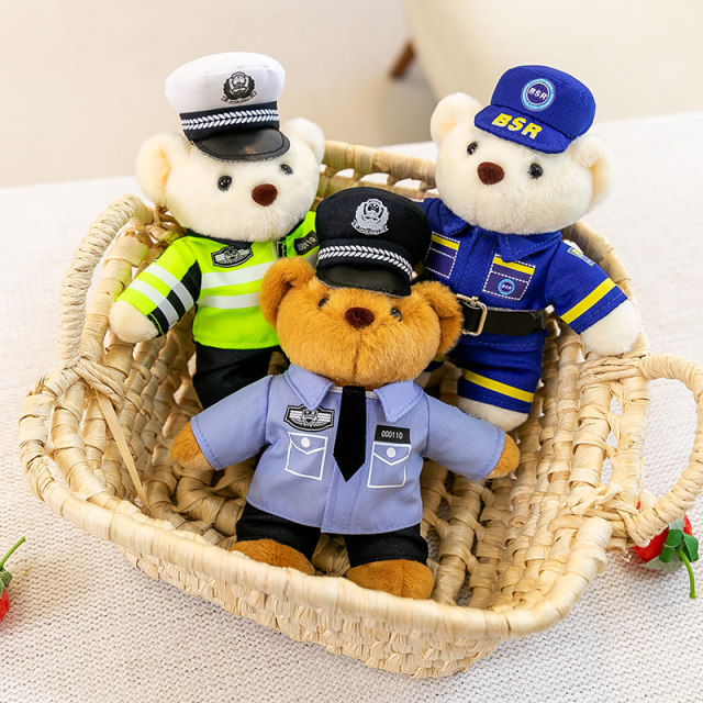 Douyin New Police Traffic Police Blue Sky Rescue Fire Police Bear Plush ...
