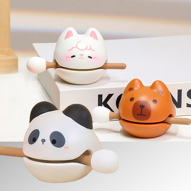 Panda decompression pendant, small wooden fish ornament, fortune teller ...