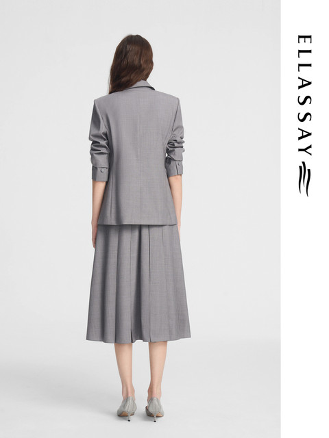 ELLASSAY New Spring and Summer Wool Blender Draped Textured Slim V-neck ...