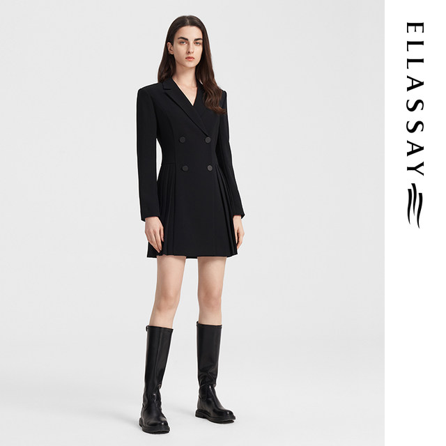 ELLASSAY autumn new gray wool commuter suit dress for women