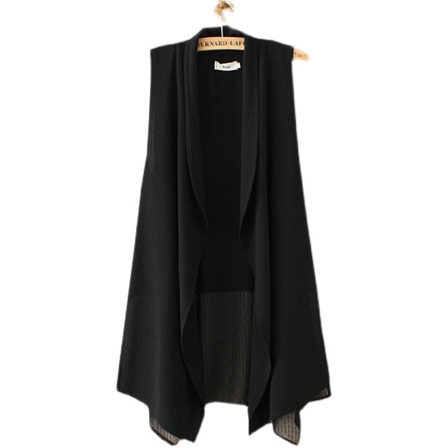 Large size chiffon vest for women, summer mid-length cardigan vest ...