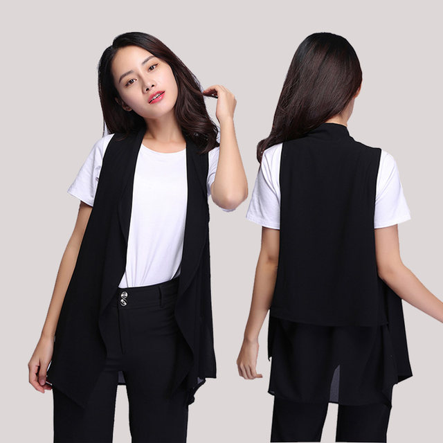 Large size chiffon vest for women, summer mid-length cardigan vest ...