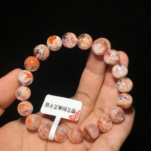 Natural cherry blossom pink ghost bracelet snowflake filament mica ...