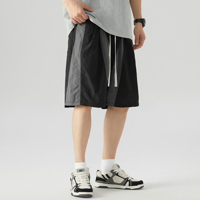 Ice silk quick-drying work shorts for men's trendy fat man straight 5 ...