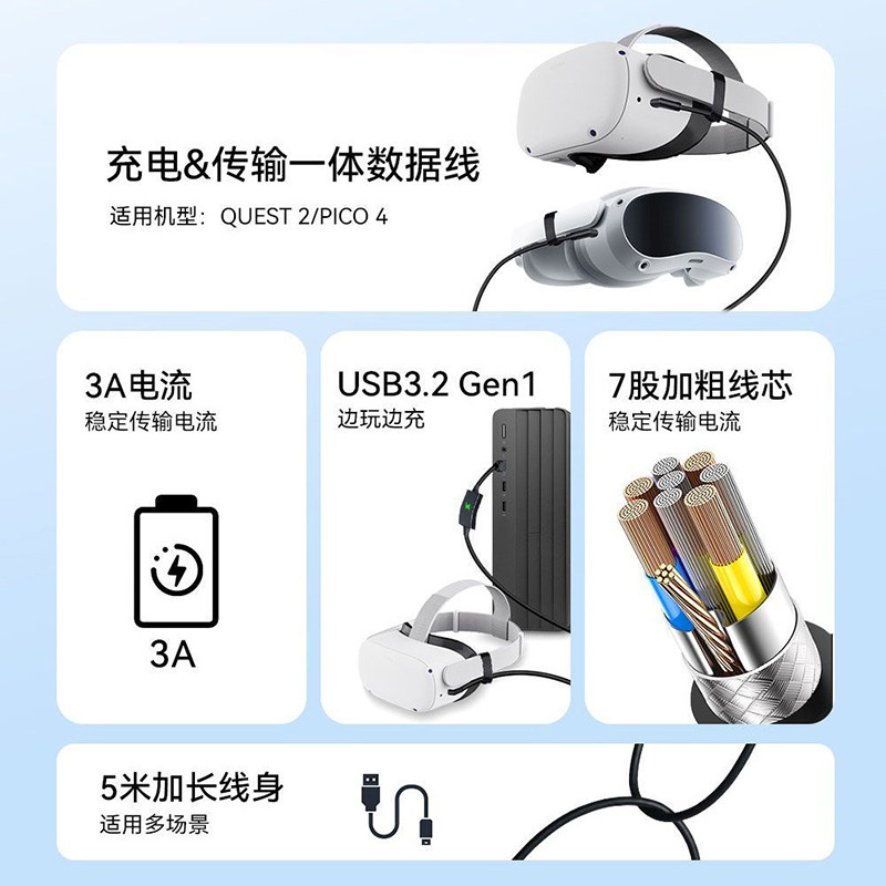 quest2link line oculusquest3 charging streaming data cable metavr ...